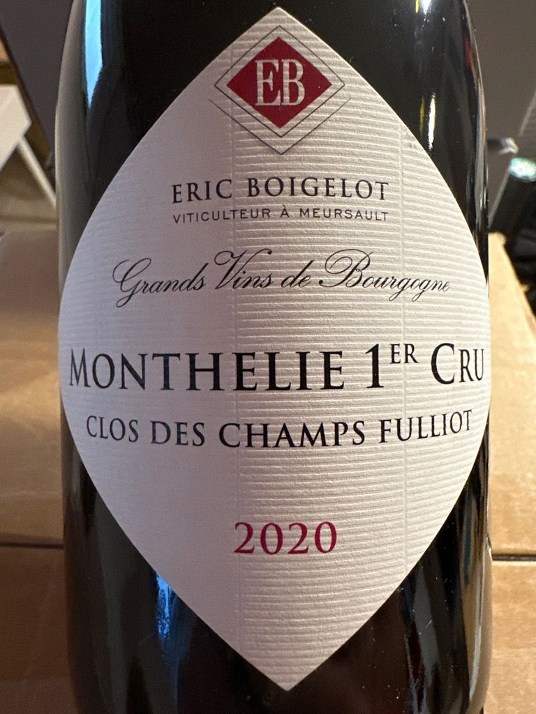 2023 Eric Boigelot Monthélie 1er Cru Clos des Champs Fulliots, France ...