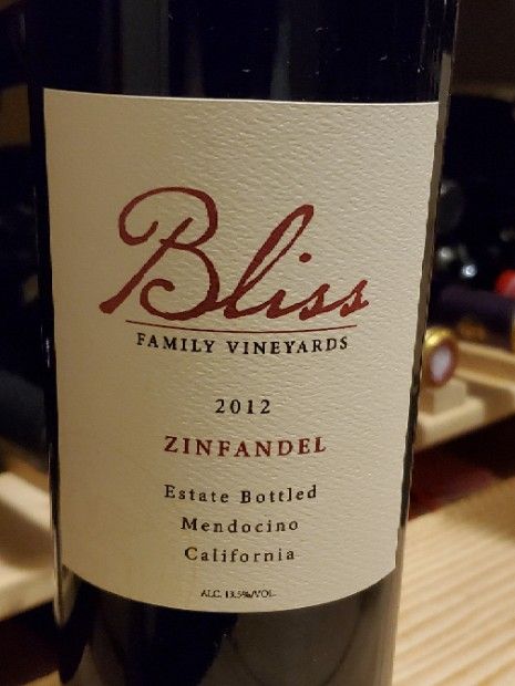 2012 Bliss Family Vineyards Zinfandel, USA, California, North Coast ...