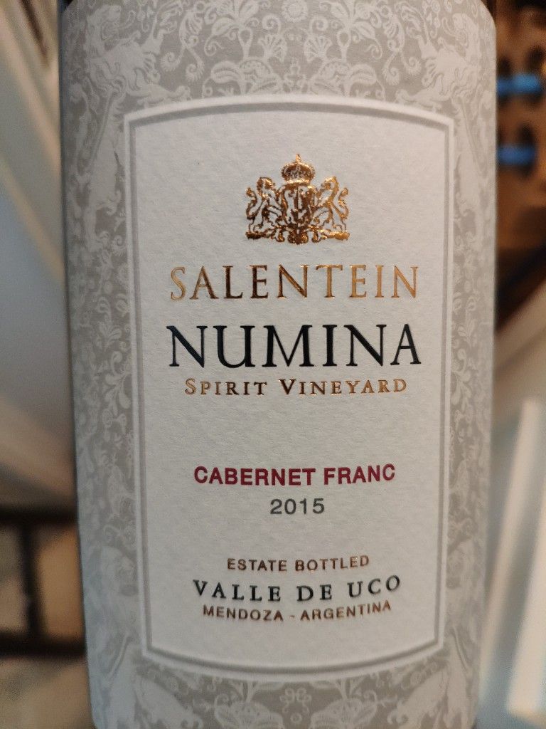 2015 Bodegas Salentein Cabernet Franc Numina, Argentina, Mendoza, Valle ...