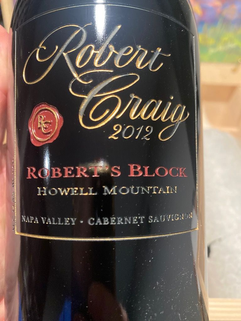 2012 Robert Craig Cabernet Sauvignon Robert's Block, USA, California ...