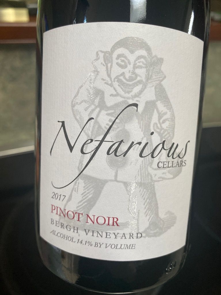 2017 Nefarious Cellars Pinot Noir Bergh Vineyard, USA, Washington ...