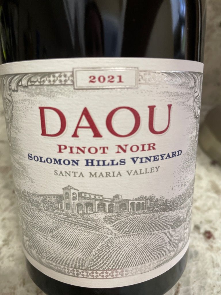2021 Daou Vineyards Pinot Noir Solomon Hills Vineyard Santa Maria ...