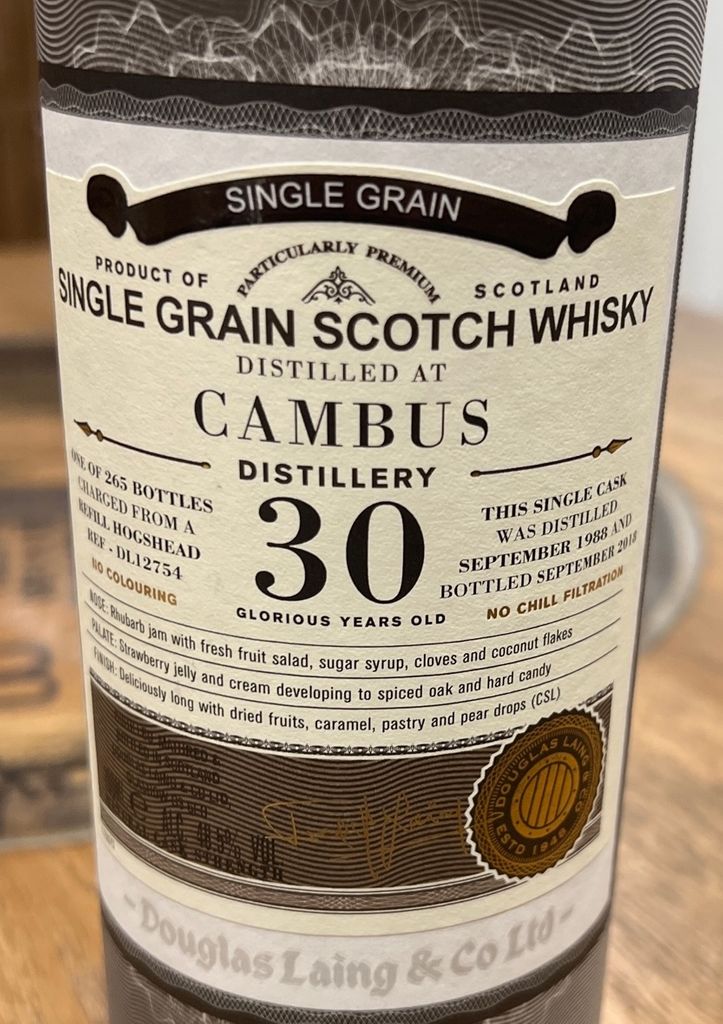 1988 Cambus 30 Year Old Douglas Laing Old Particular #DL12754 Single ...