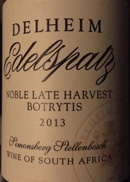 2013 Delheim Riesling Edelspatz Noble Late Harvest, South Africa ...