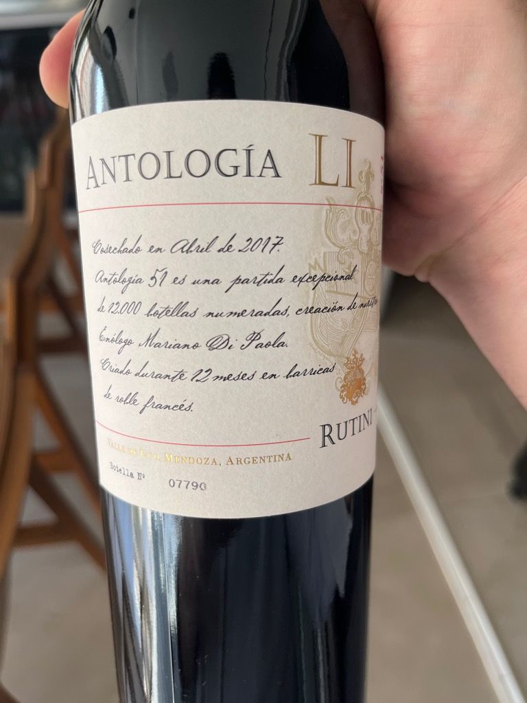 2017 Rutini Pinot Noir Antología LI, Argentina, Mendoza, Valle de Uco ...