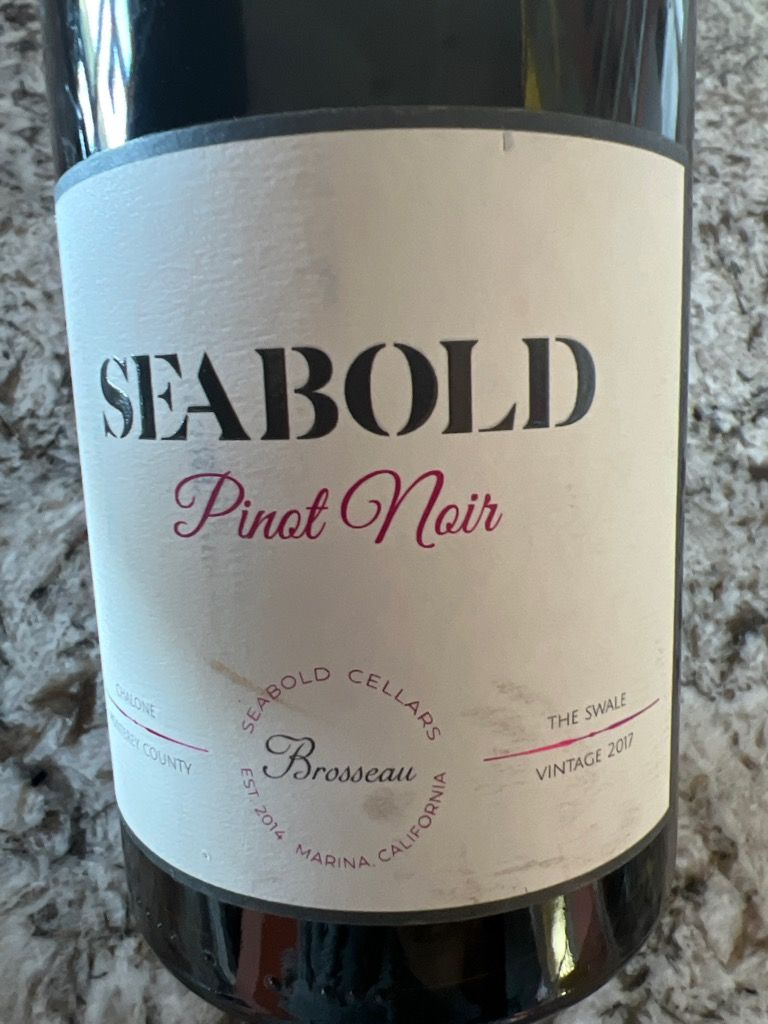 2017 BOLD Wine Co. (Seabold) Pinot Noir Brosseau, USA, California ...