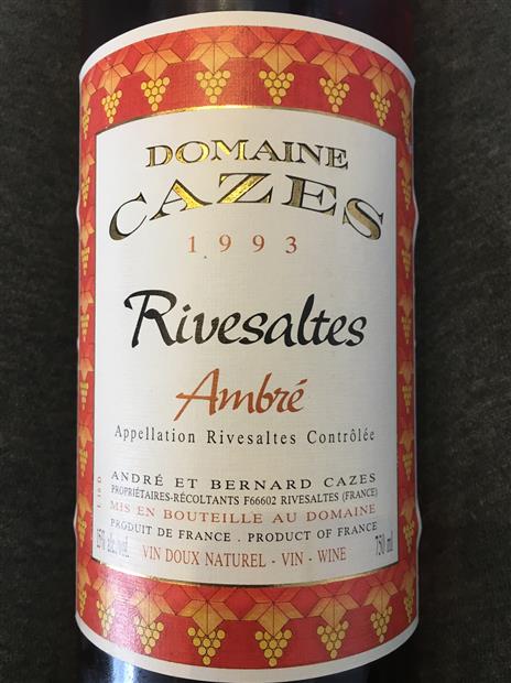 1993 Domaine Cazes Rivesaltes Ambré, France, Languedoc Roussillon ...