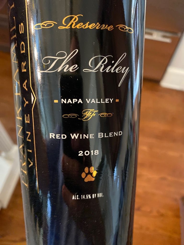 2018 Frank Family Vineyards Reserve The Riley, USA, California, Napa ...