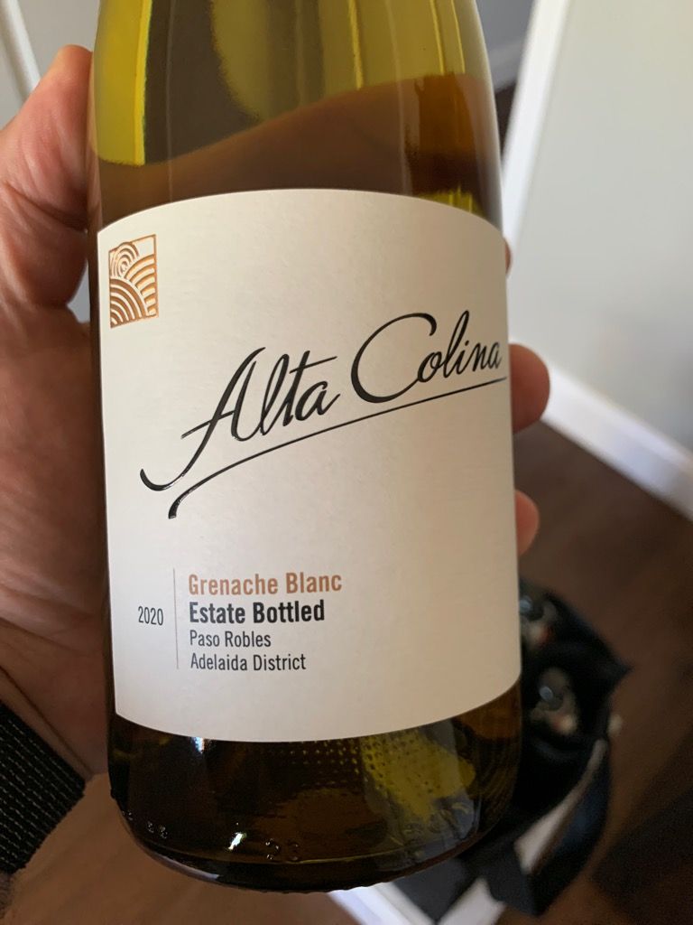 2019 Alta Colina Grenache Blanc Estate, USA, California, Central Coast ...
