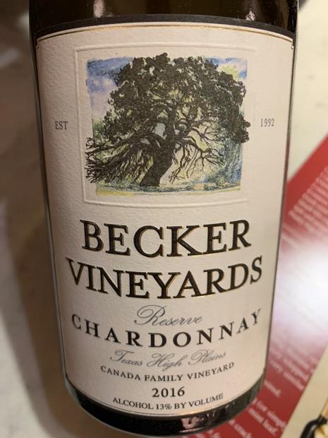 2017 Becker Vineyards Chardonnay, USA, Texas, Texas Hill Country ...