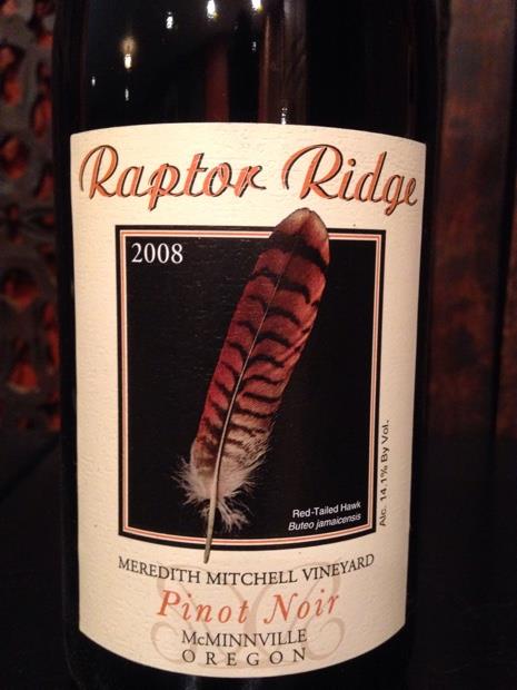 2008 Raptor Ridge Pinot Noir Meredith Mitchell Vineyard, USA, Oregon ...