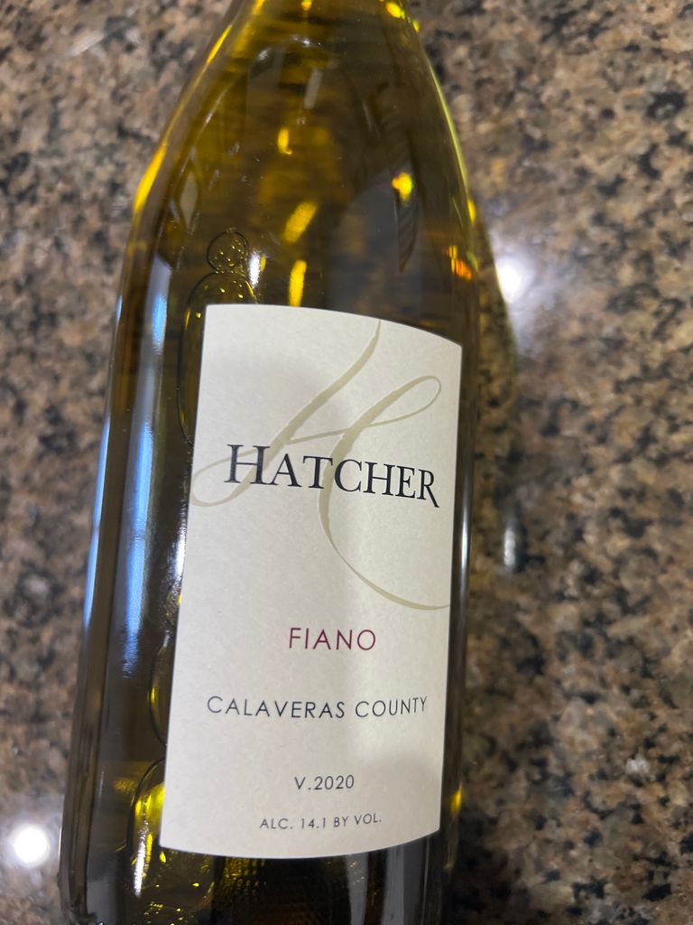 2019 Hatcher Winery Fiano, USA, California, Sierra Foothills, Calaveras ...