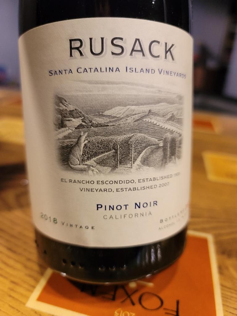 2018 Rusack Pinot Noir Santa Catalina Island Vineyards El Rancho ...