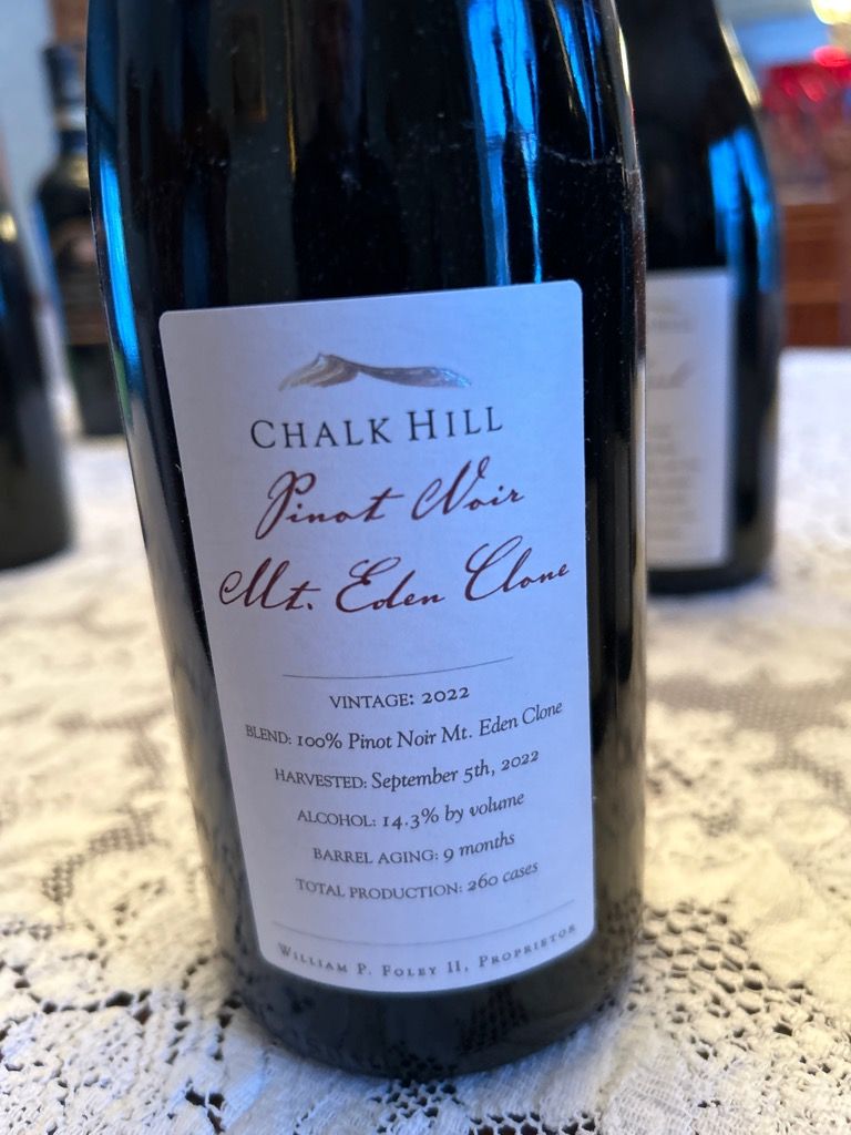 2022 Chalk Hill Pinot Noir Mt. Eden Clone, USA, California, Sonoma ...