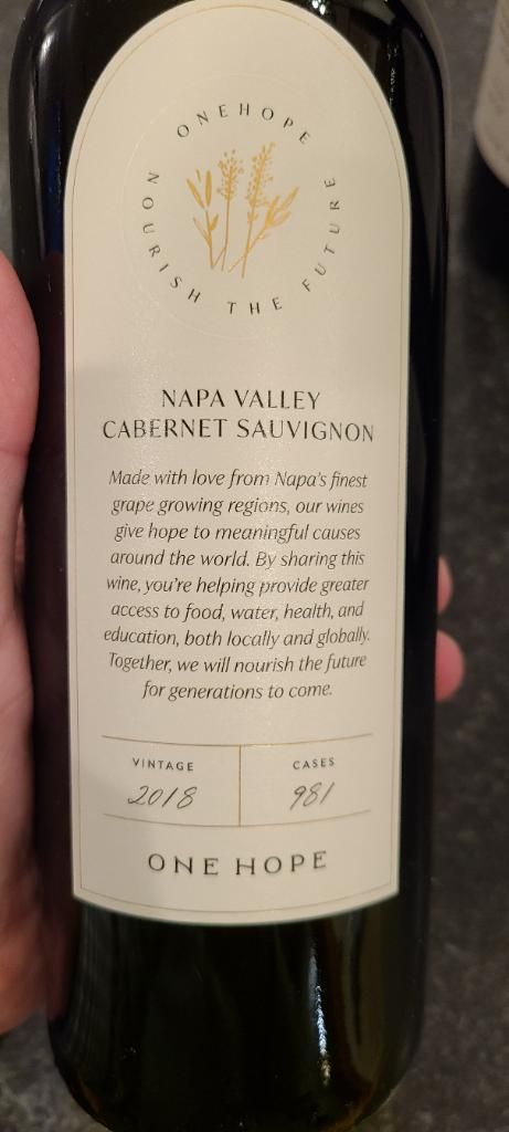 2018 One Hope Cabernet Sauvignon Napa Valley, USA, California, Napa ...