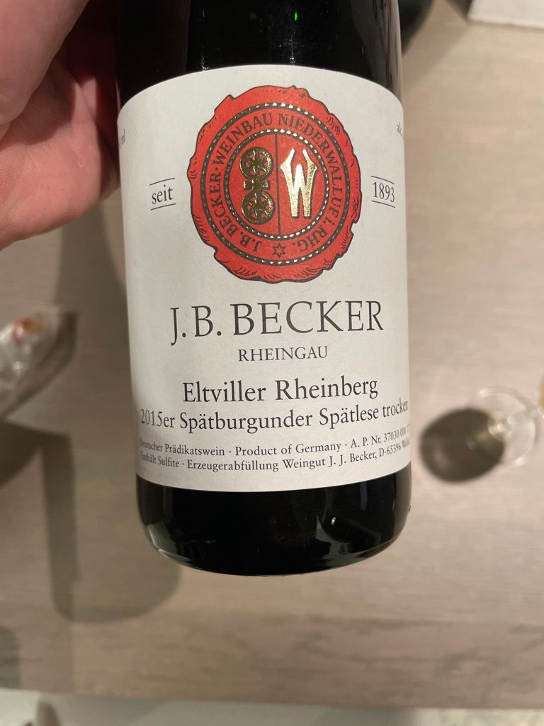 2015 J.B. Becker Eltviller Rheinberg Spätburgunder Spätlese trocken ...
