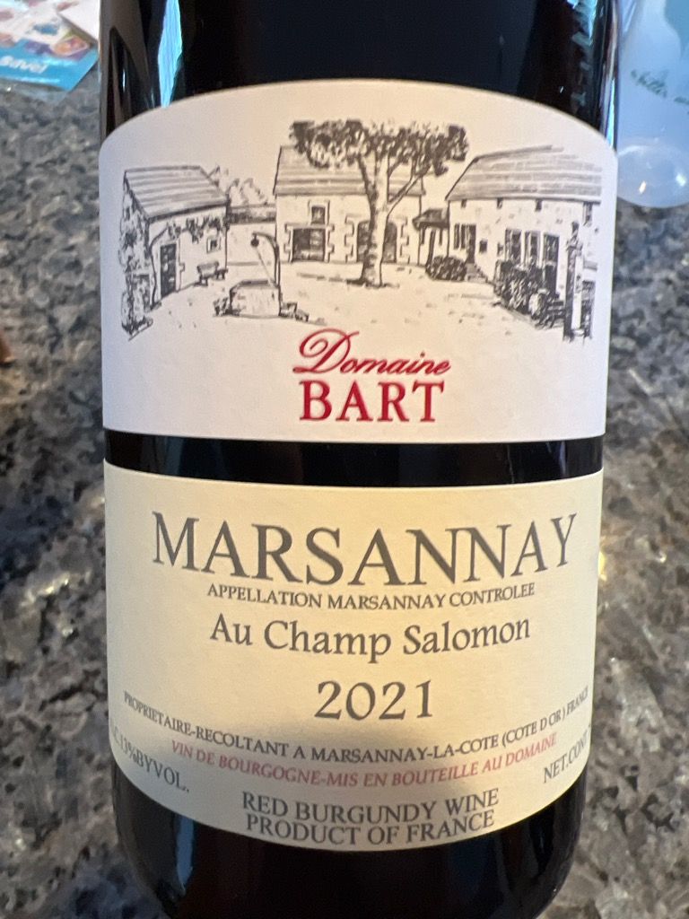 2021 Domaine Bart Marsannay Au Champ Salomon, France, Burgundy, Côte de ...