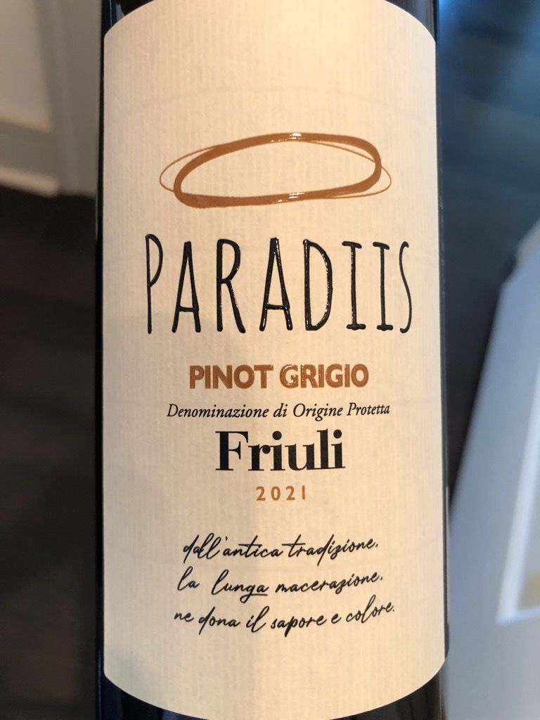 2021 Paradiis Friuli Pinot Grigio, Italy, Friuli-Venezia Giulia, Friuli ...