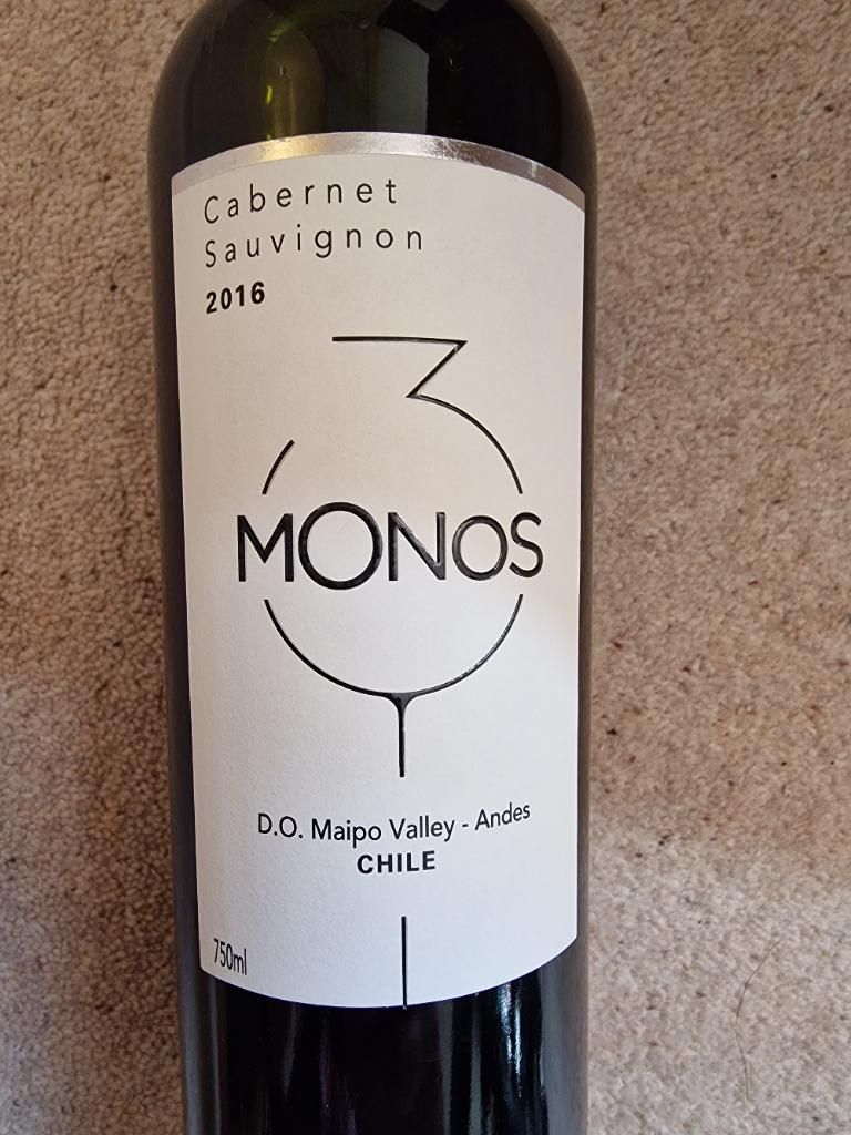 2016 Los Tres Monos Cabernet Sauvignon 3 Monos, Chile, Maipo Valley ...