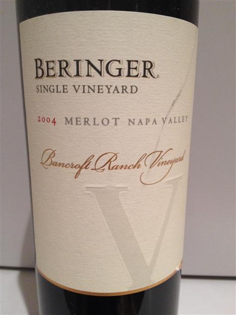 2004 Beringer Vineyards Merlot Bancroft Ranch, USA, California, Napa ...