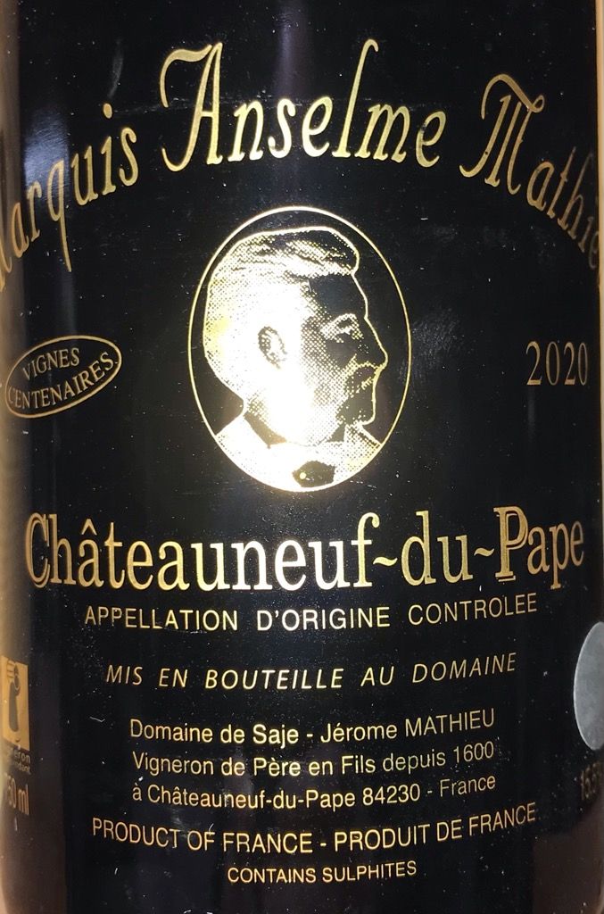 2020 Domaine André Mathieu Châteauneuf-du-Pape Marquis Anselme Mathieu ...