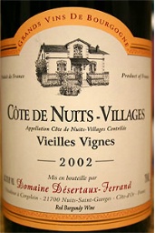 2001 Domaine Désertaux-Ferrand Côte de Nuits Villages Vieilles Vignes ...