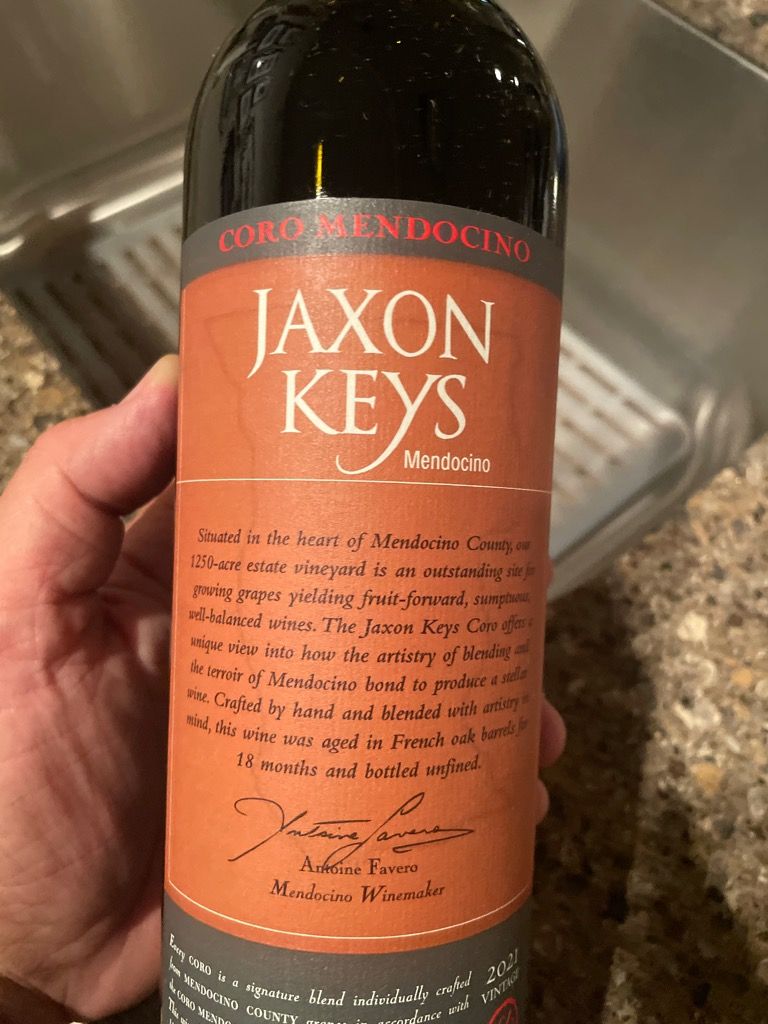 2021 Jaxon Keys Coro Mendocino, USA, California, North Coast, Mendocino ...