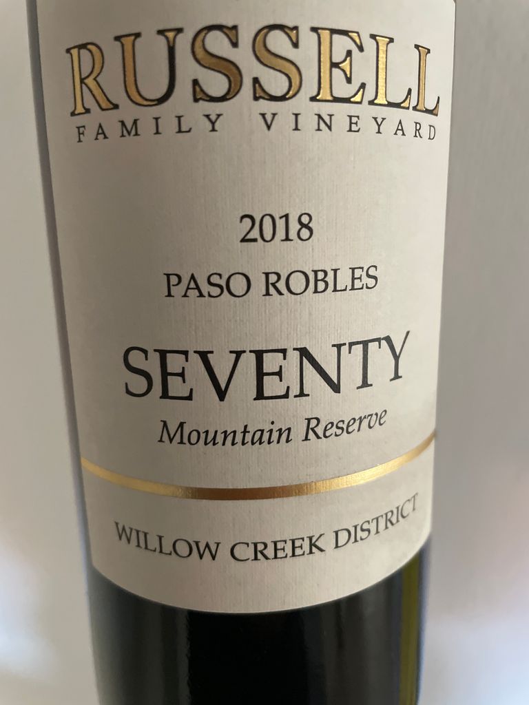 2018 Russell Family Vineyards Seventy Mountain Reserve, USA, California ...