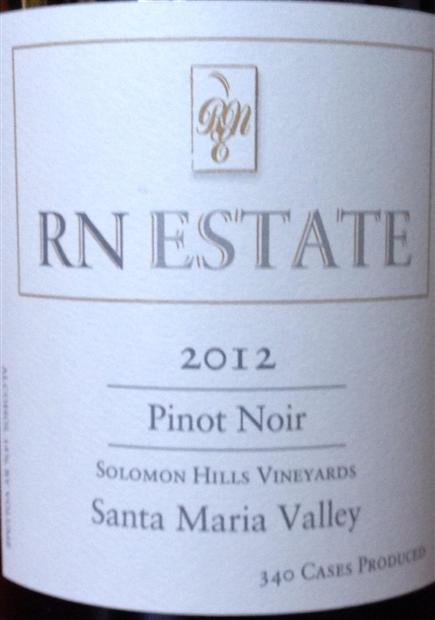 2012 RN Estate Vineyard Pinot Noir Solomon Hills Vineyards, USA ...