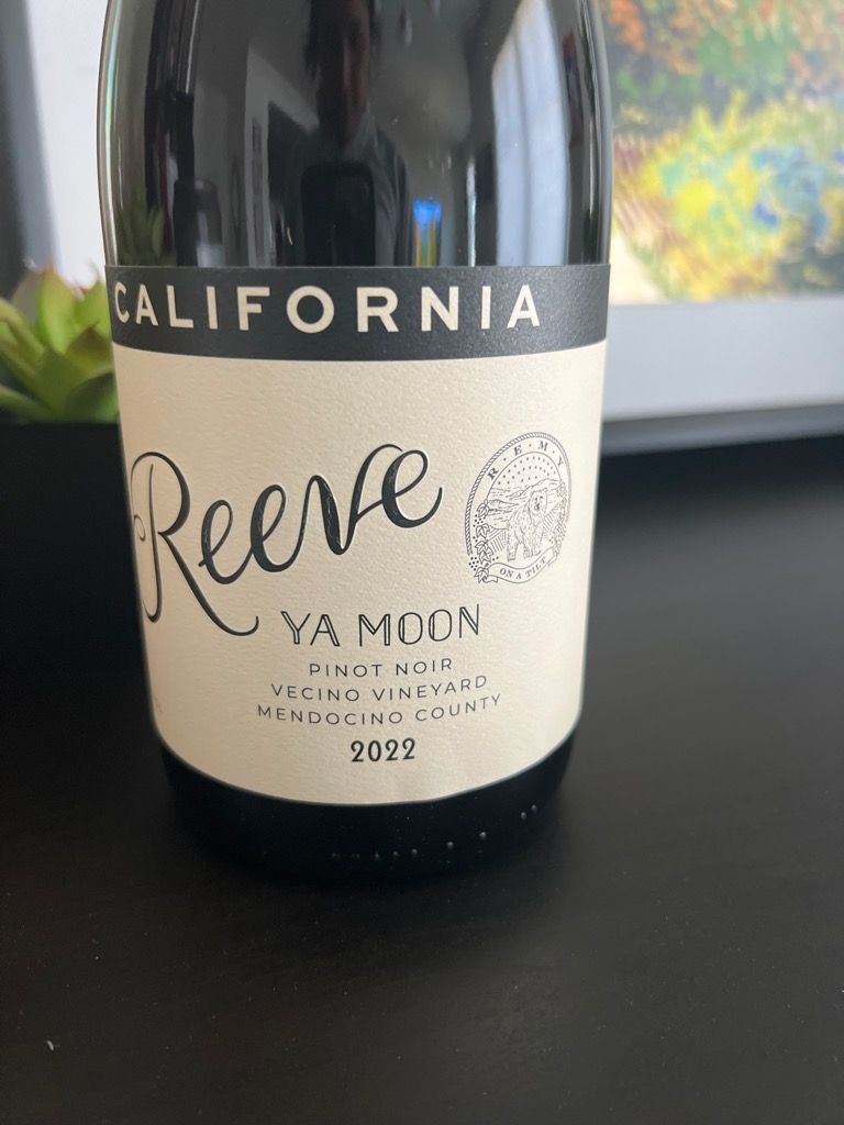 2022 Reeve Wines Pinot Noir Ya Moon Vecino Vineyard, USA, California ...