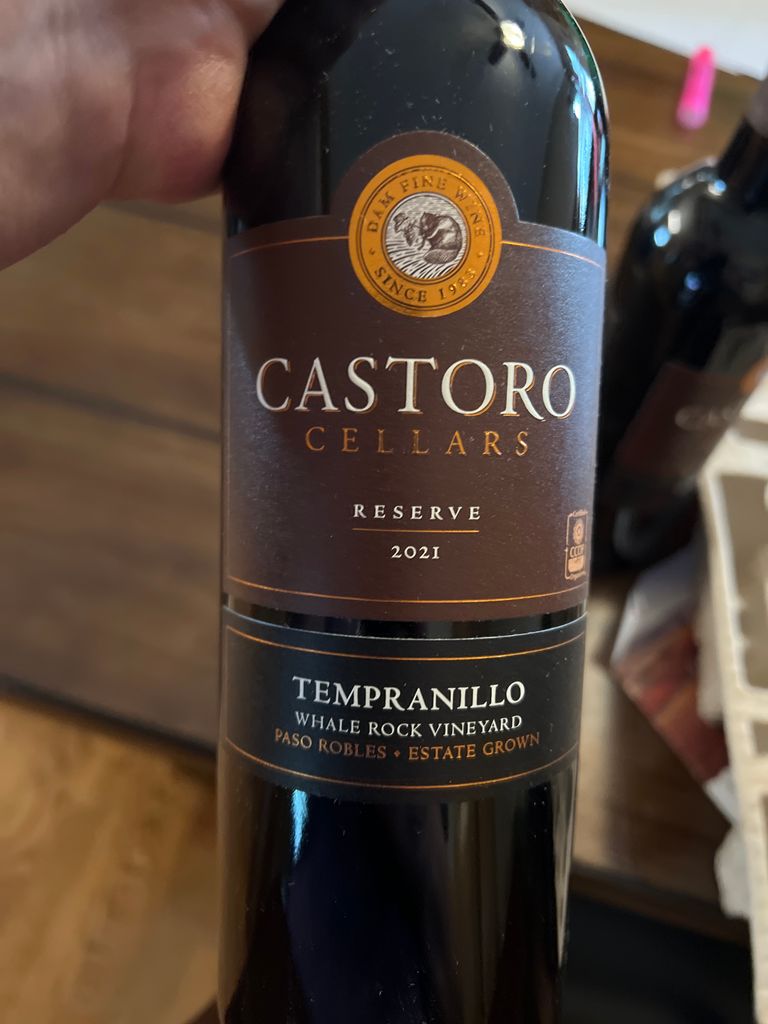 2021 Castoro Cellars Tempranillo Reserve Whale Rock Vineyard, USA ...