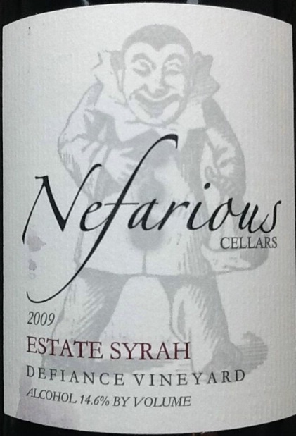 2009 Nefarious Cellars Syrah Estate Defiance Vineyard, USA, Washington ...