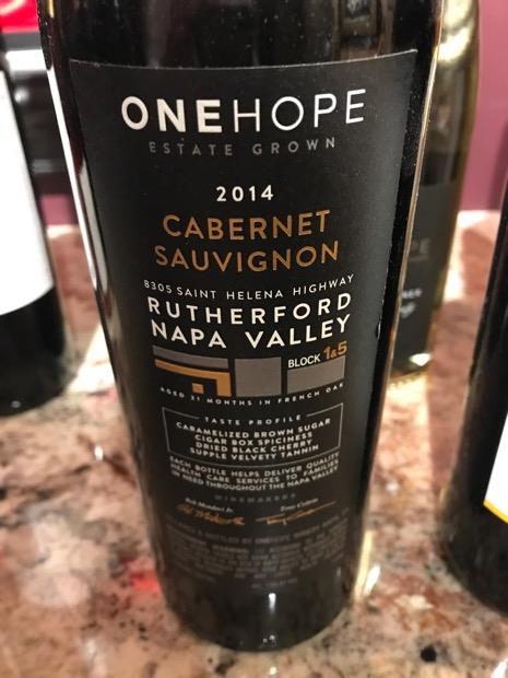 NV One Hope Cabernet Sauvignon Estate 8 Block 1&5, USA, California ...