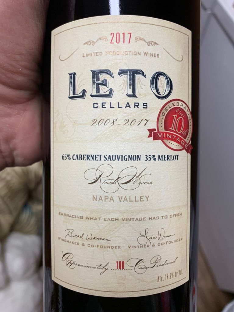 2017 Leto Cellars Cabernet Sauvignon Napa Valley, USA, California, Napa ...