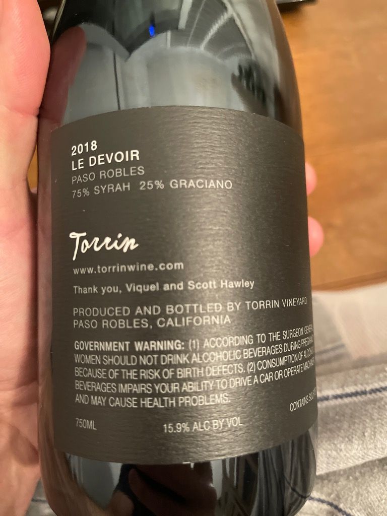 2018 Torrin Le Devoir, USA, California, Central Coast, Paso Robles ...