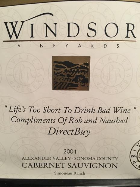 1996 Windsor Vineyards Cabernet Sauvignon Simoneau Ranch Alexander ...