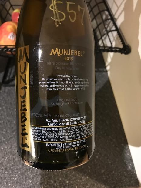 2015 Frank Cornelissen MunJebel Bianco, Italy, Sicily, Terre Siciliane ...