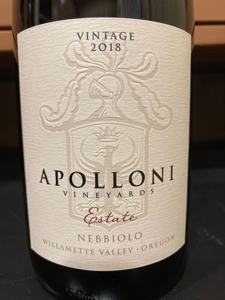 2018 Apolloni Vineyards Nebbiolo Estate Willamette Valley, USA, Oregon ...