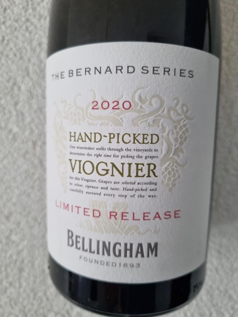 2020 Bellingham Viognier The Bernard Series Hand-Picked, South Africa ...