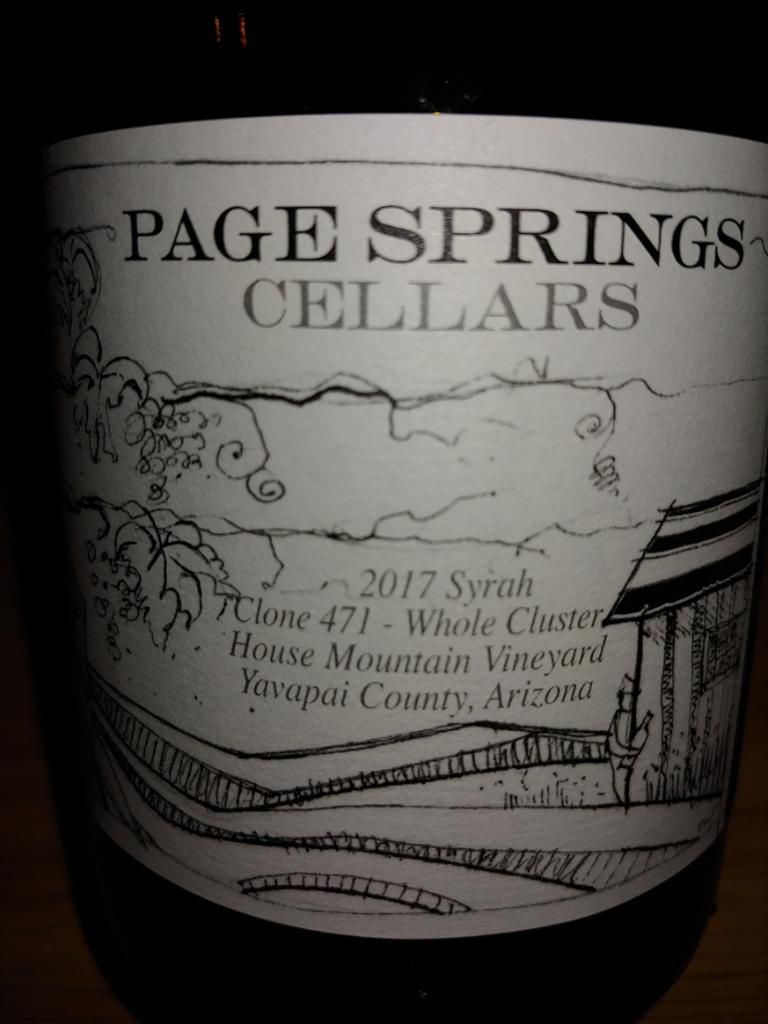 2019 Page Springs Cellars Syrah Clone 471 Whole Cluster House Mountain ...