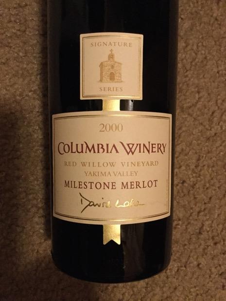 2000 Columbia Winery Merlot David Lake Signature Series Milestone ...