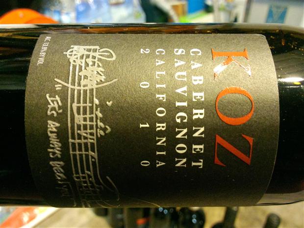 2010 Koz Wines Cabernet Sauvignon Koz, USA, California, Napa Valley ...