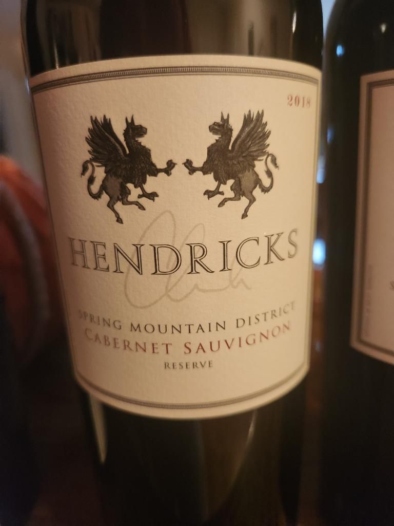 2018 Hendricks Cabernet Sauvignon Reserve Spring Mountain District, USA ...