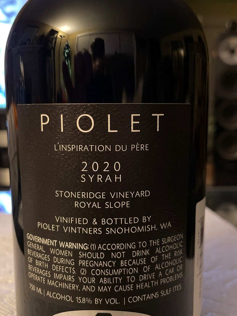 2020 Piolet Syrah Départ Alpin, USA, Washington, Columbia Valley ...