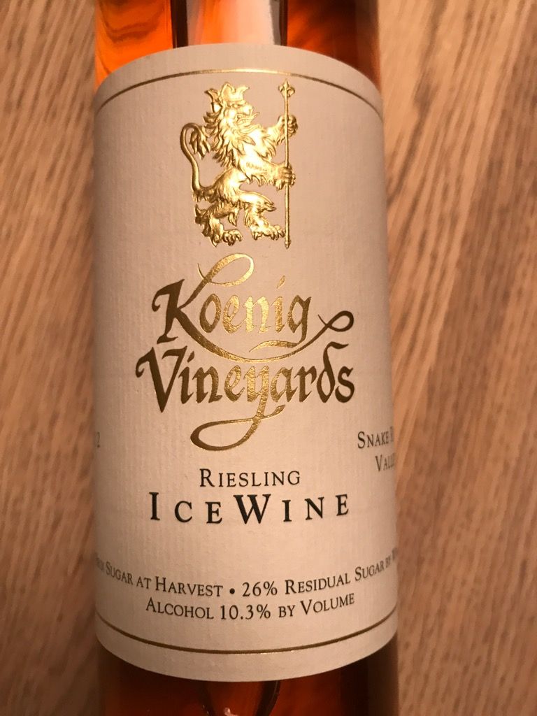 2013 Koenig Vineyards Riesling Ice Wine, USA, Idaho, Snake River Valley ...