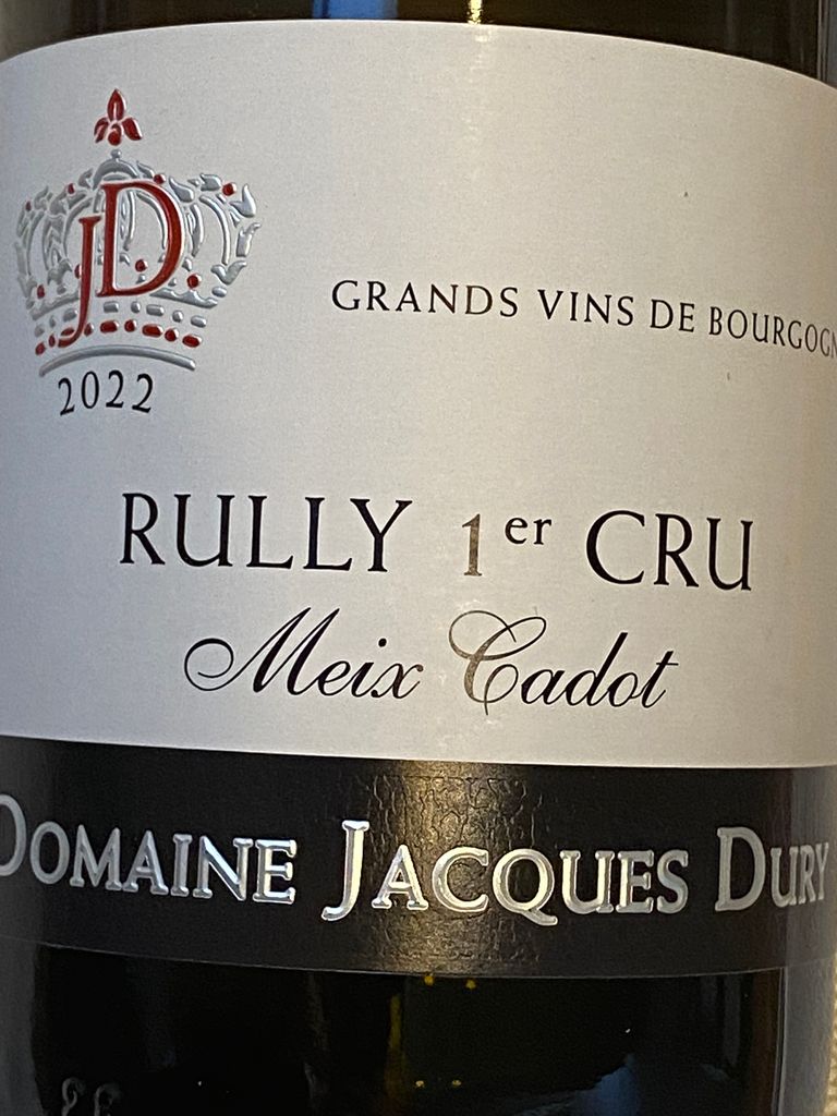 2023 Domaine Jacques Dury Rully 1er Cru Le Meix Cadot Blanc, France ...
