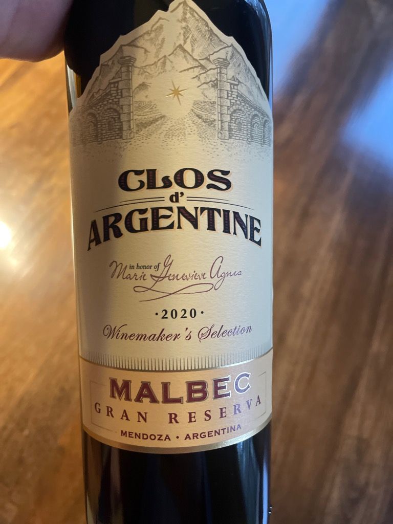 2020 Clos d'Argentine Malbec Winemaker's Selection Reserva, Argentina, Mendoza - CellarTracker