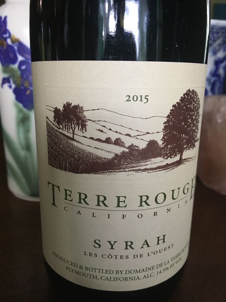 2015 Domaine de la Terre Rouge Syrah Les Cotes de l'Ouest, USA ...
