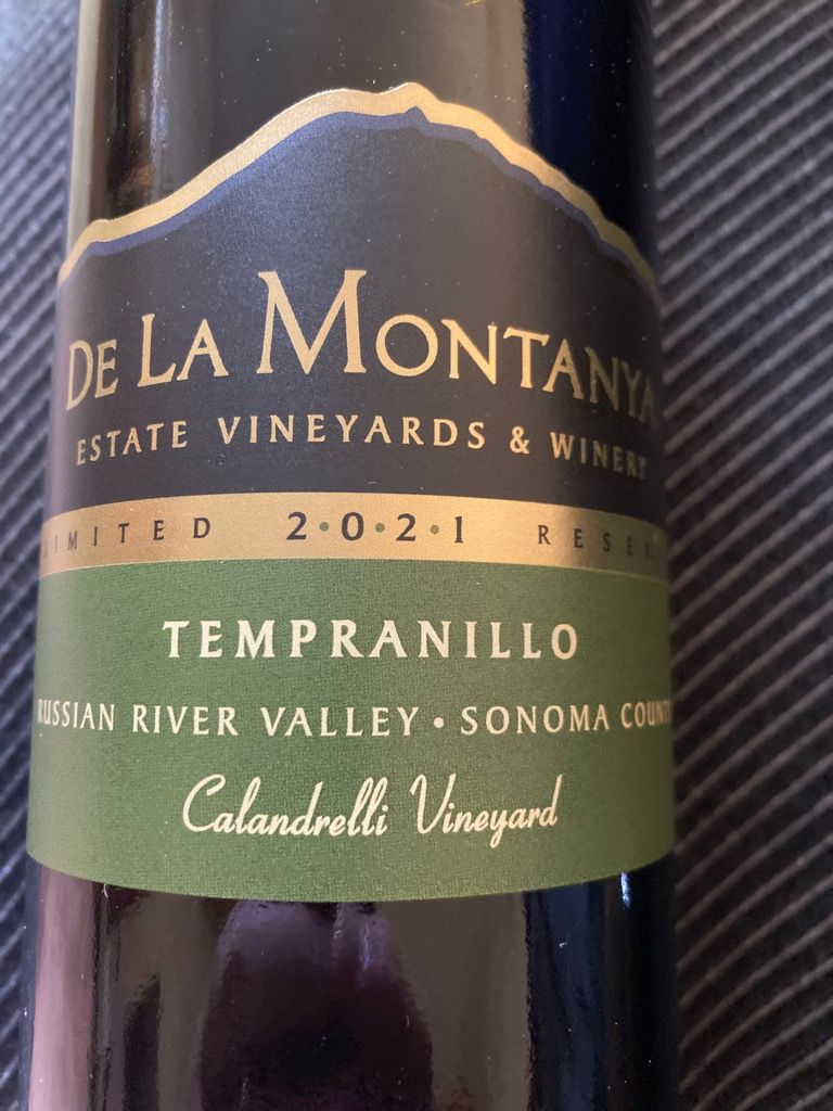 2022 De La Montanya Tempranillo Calandrelli Vineyard, USA, California, Sonoma County, Russian ...