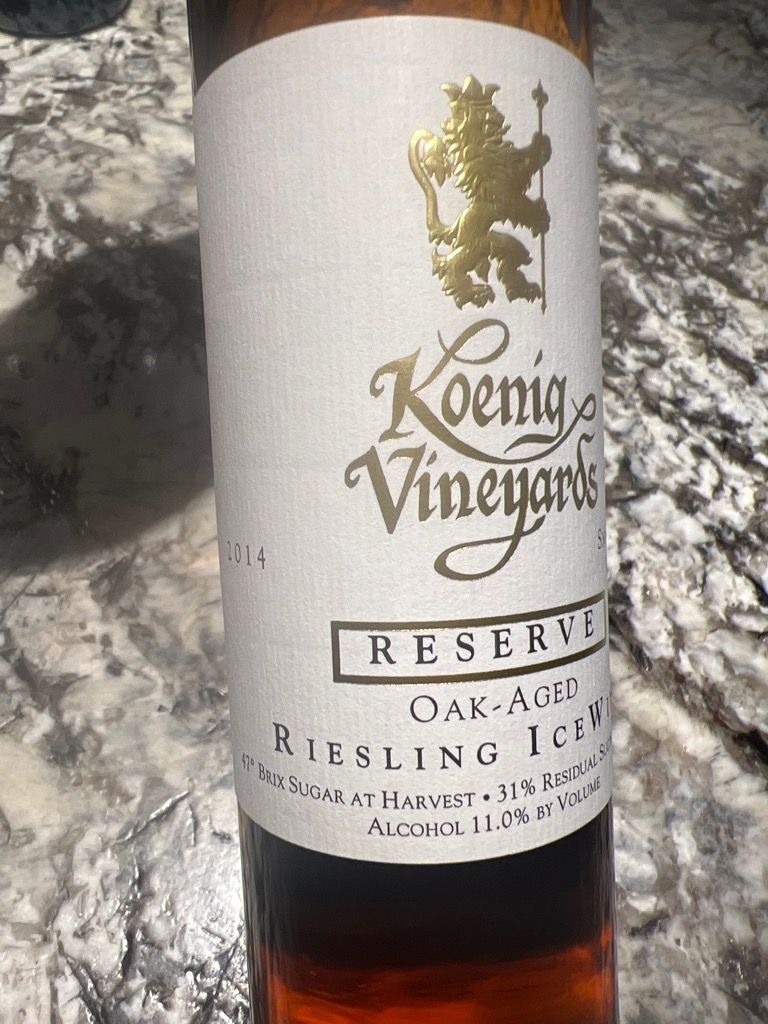 2014 Koenig Vineyards Riesling Ice Wine Oak-Aged Reserve, USA, Idaho ...